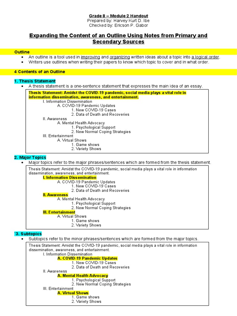 Grade 8 - Handout 1 - Harvey Ibe | PDF | Primary Sources | Social Media