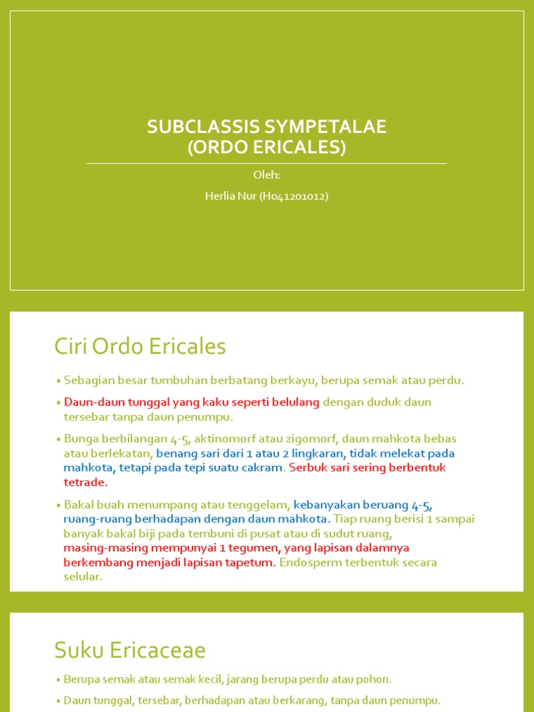 Ciri dan Klasifikasi Ordo Ericales | PDF