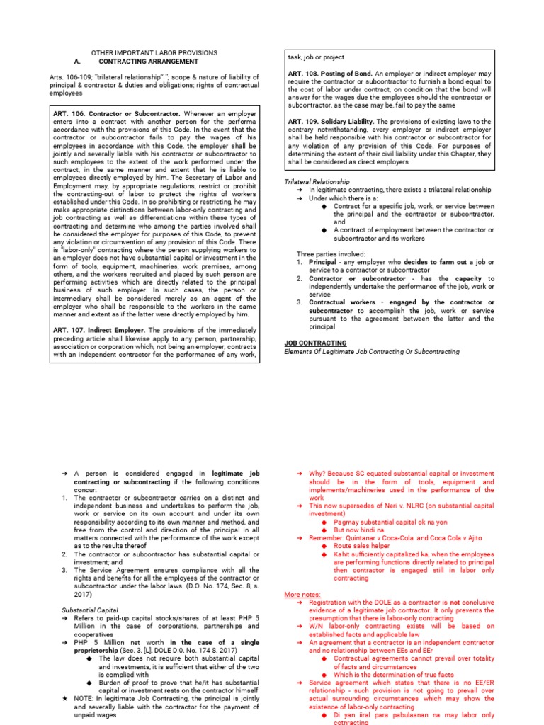 Other Important Labor Provisions | PDF | Employment | Legal Liability