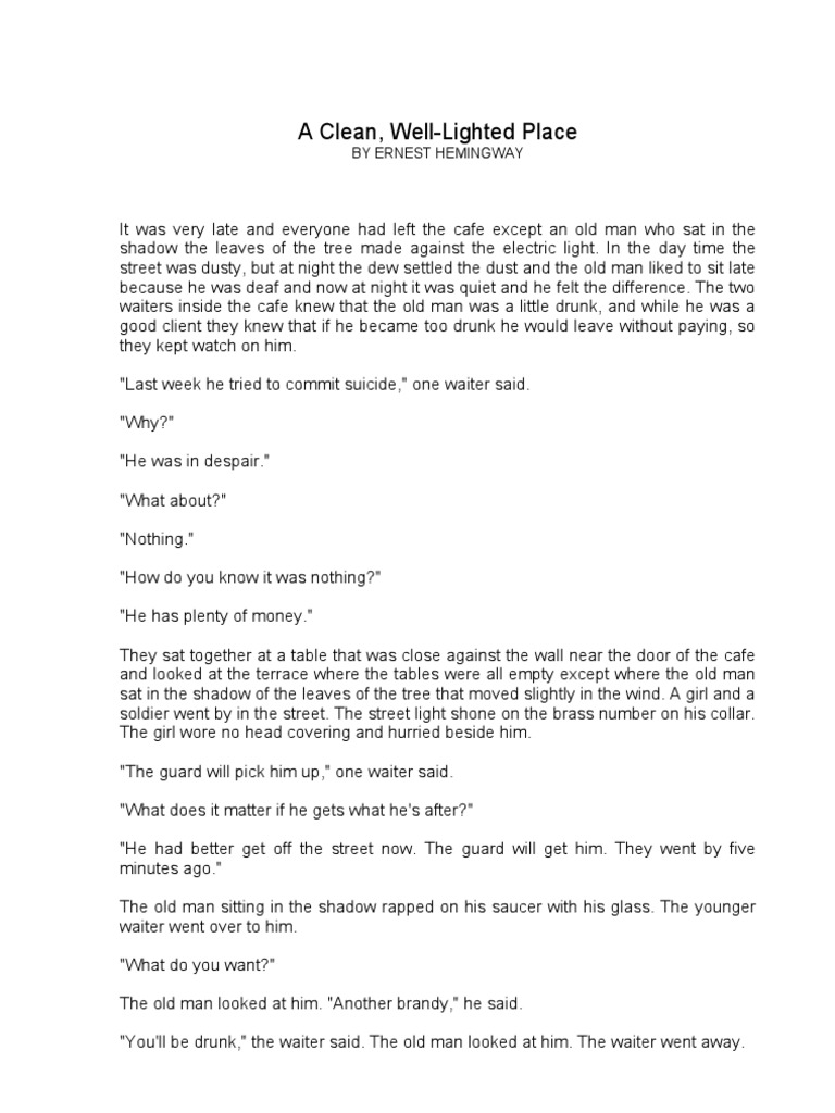 A Clean, Well-Lighted Place | PDF