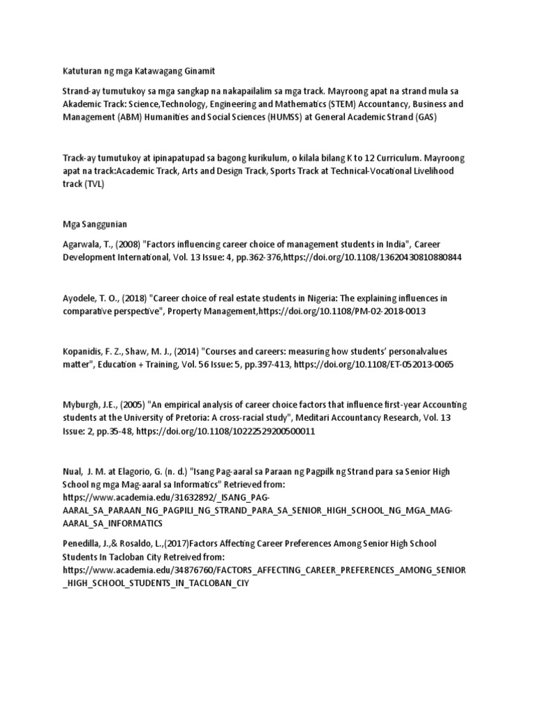 Katuturan, Sanggunian, Appendix | PDF | Science