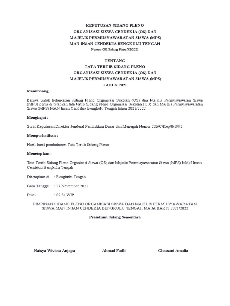 Konsideran Sidang Pleno | PDF