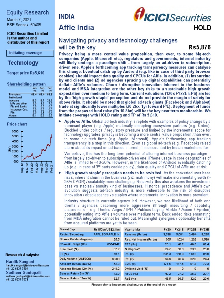 Affle India Initial (ICICI) | PDF | Apple Inc. | Http Cookie