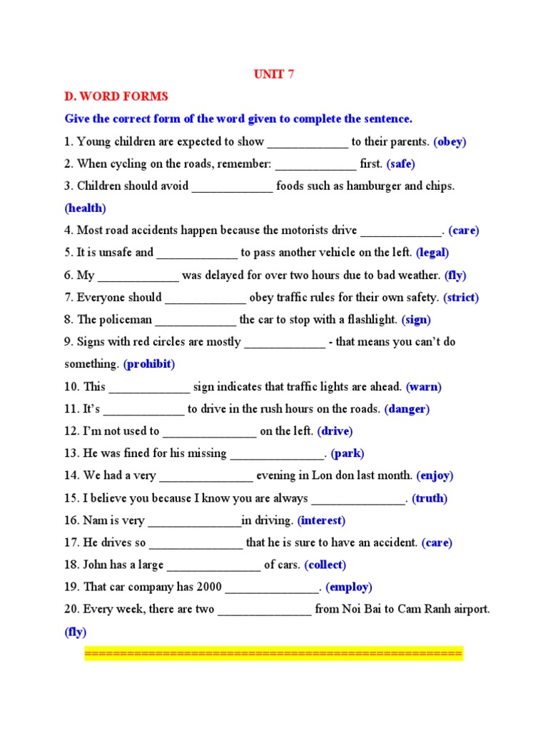 Give The Correct Form of The Word Given To Complete The Sentence | PDF ...