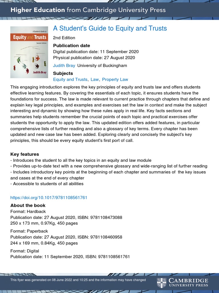 A Student's Guide To Equity and Trusts | PDF | Trust Law | Fiduciary