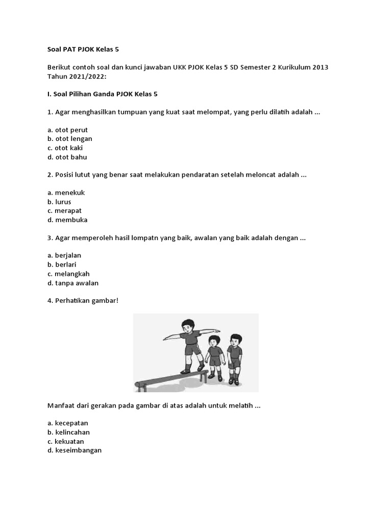 Soal UKK PJOK Kelas 5 | PDF | Seni & Disiplin Bahasa