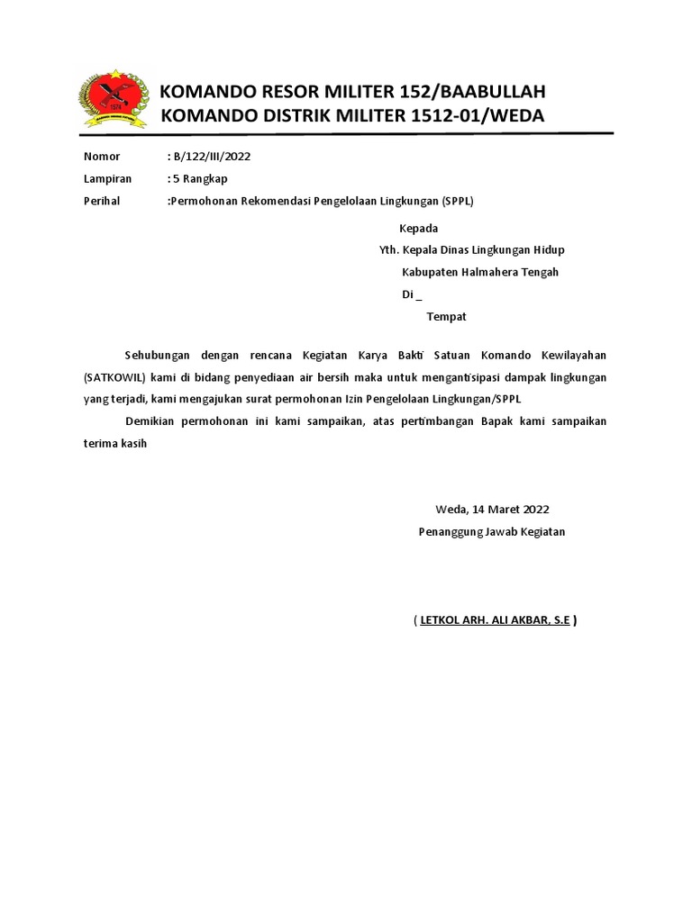 Formulir Permohonan SPPL | PDF