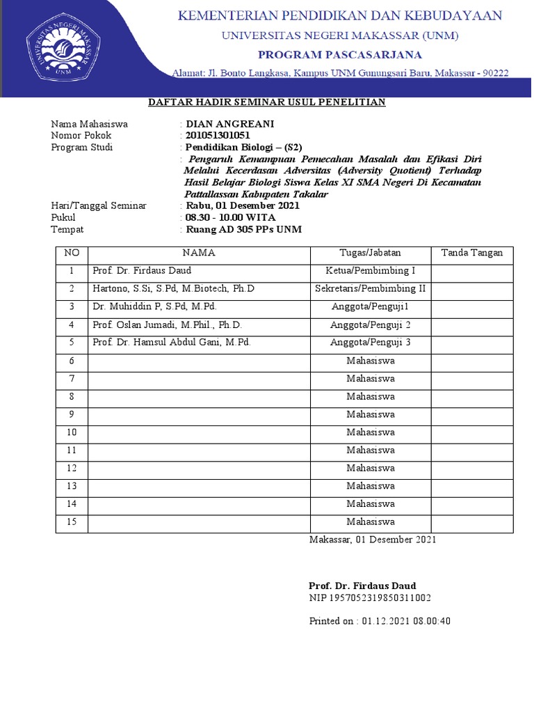 Berita Acara Proposal Dian | PDF