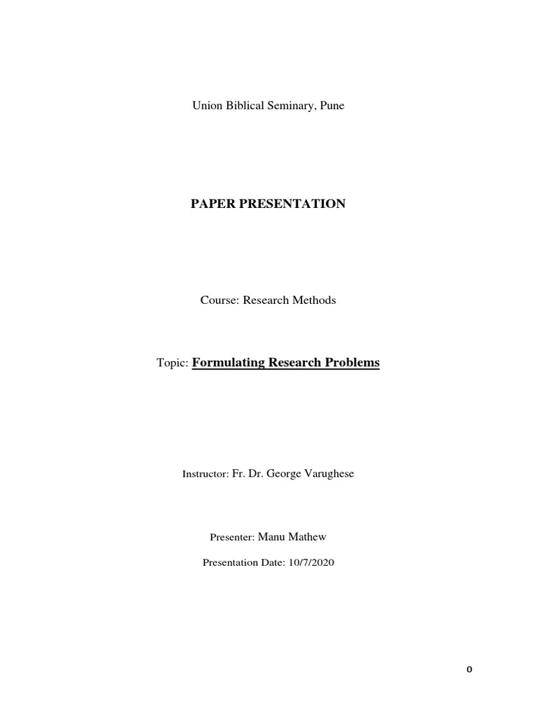Formulating Research Problem | PDF | Hypothesis | Social Research