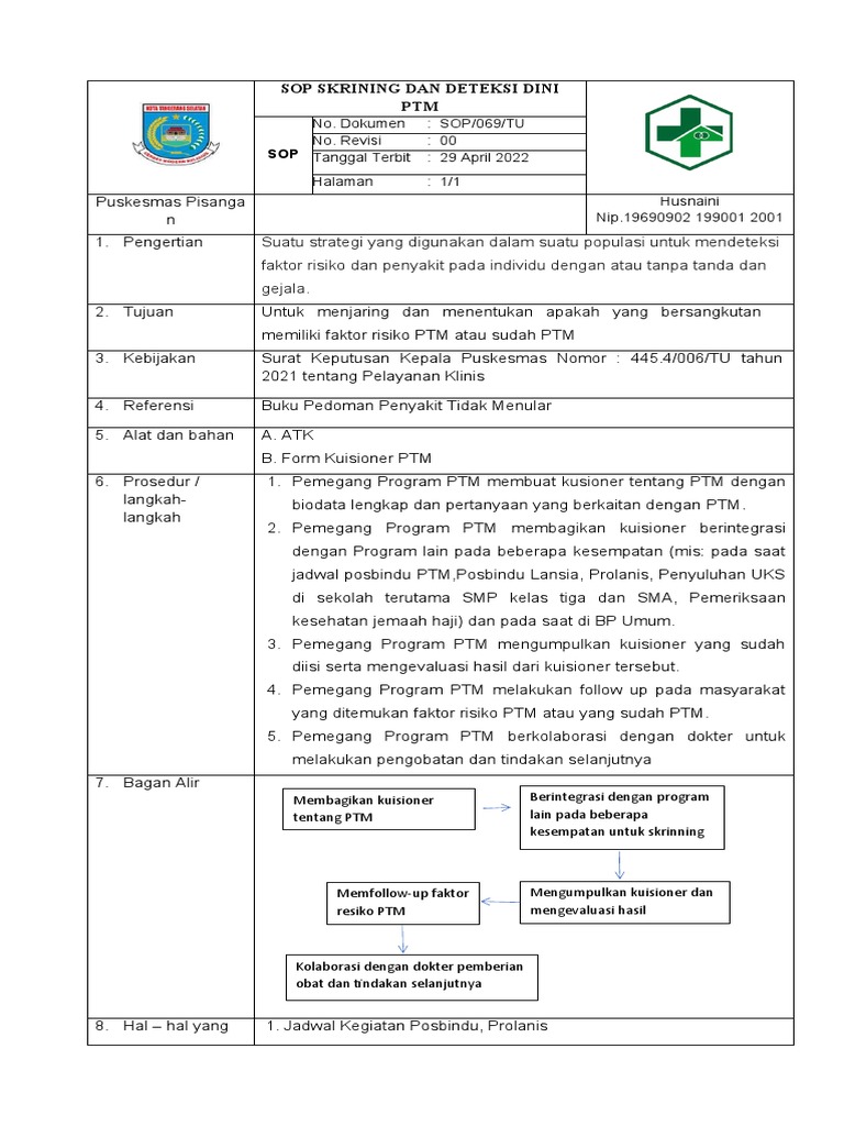 Sop Skrining Dan Deteksi Dini PTM | PDF | Pengembangan Diri