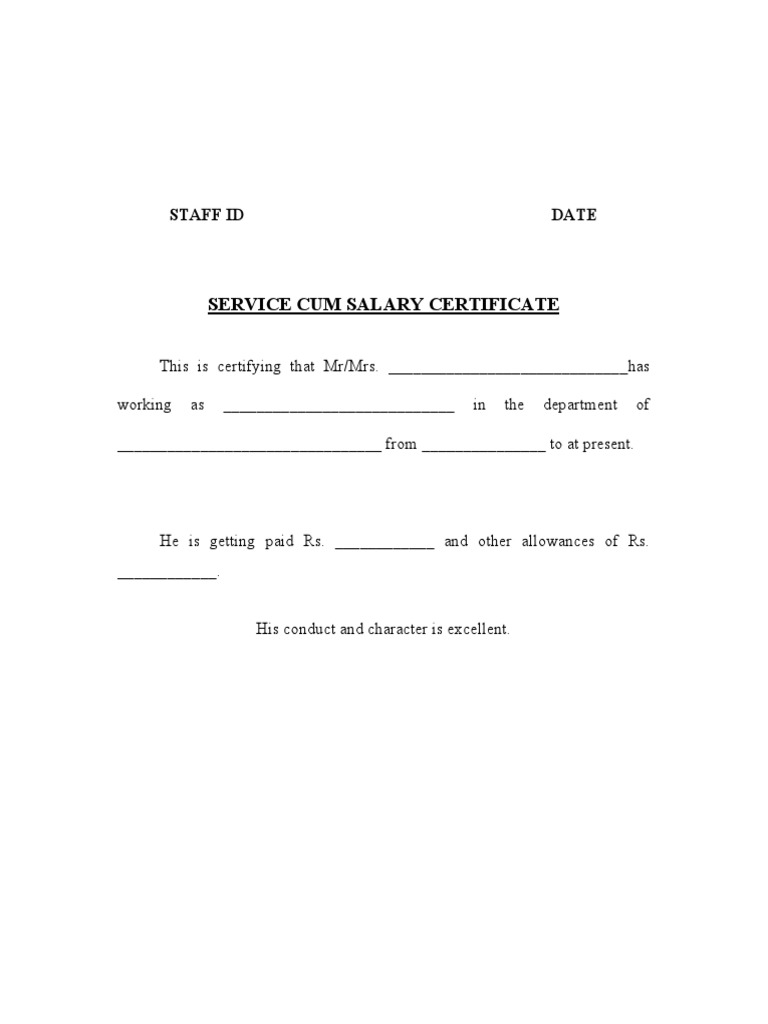 Service Certificate Format | PDF
