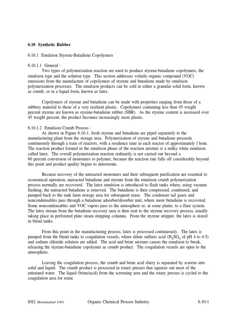ESBR Synthetic Process | PDF | Copolymer | Polymerization