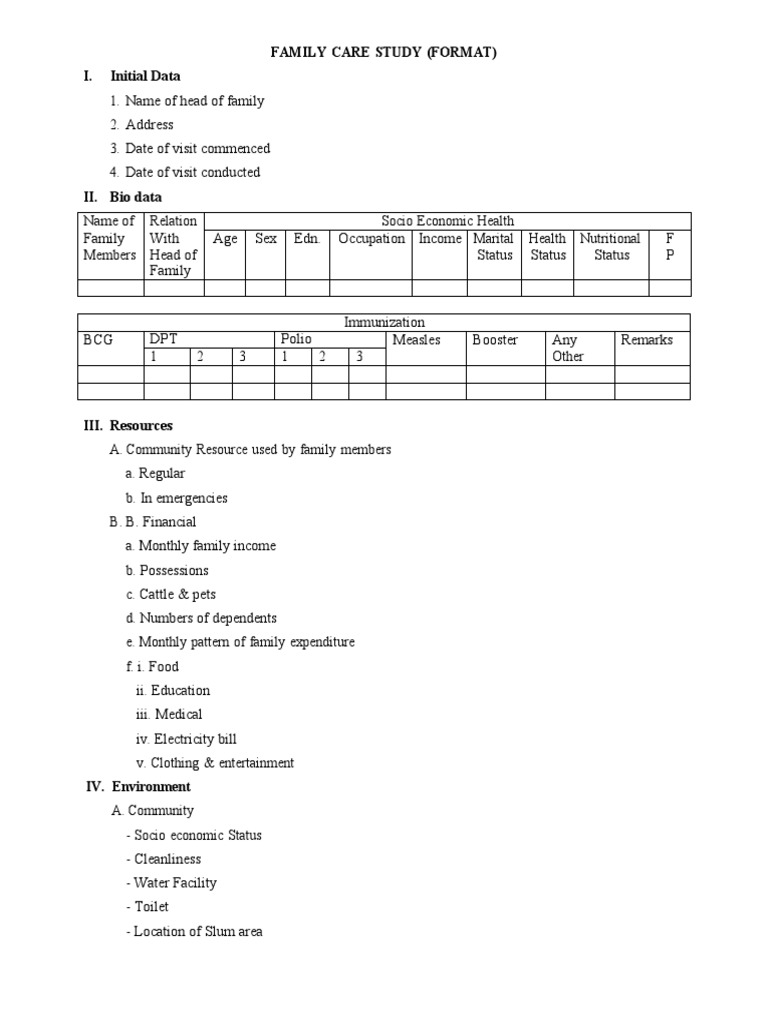 Family Care Study | PDF | Nursing | Community