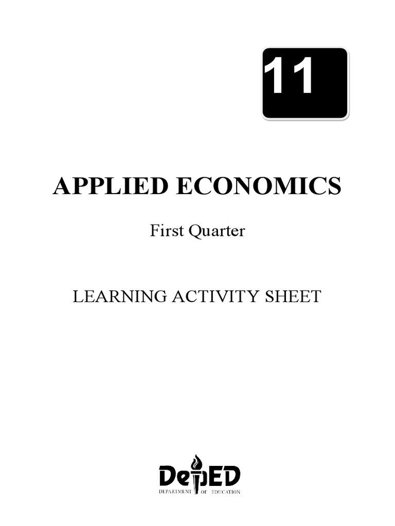 Applied Economics: First Quarter Learning Activity Sheet | PDF | Supply ...