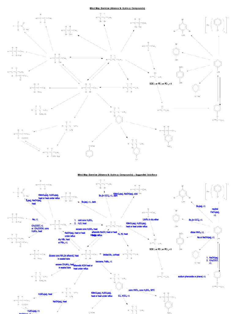 Mind Map Exercise (Alkanes To ROH) | PDF | Sodium Hydroxide | Molecules