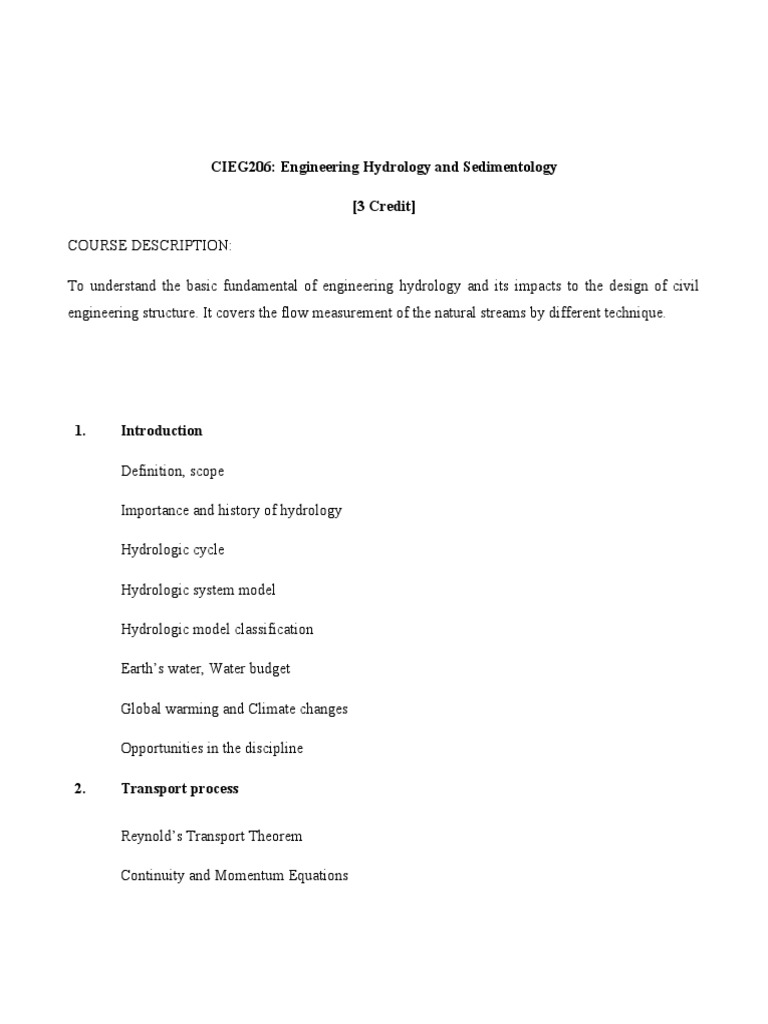Engineering Hydrology Syllabus | PDF | Evapotranspiration | Hydrology