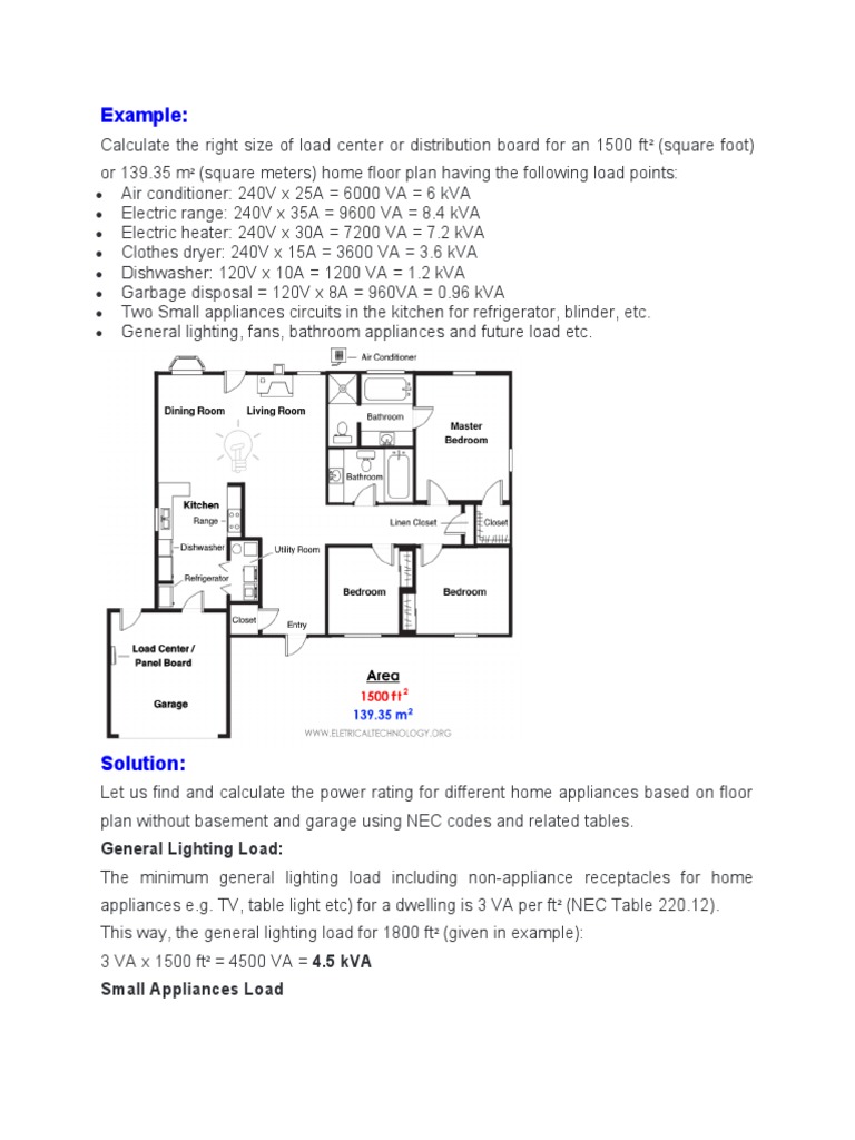 Example:: General Lighting Load | PDF | Home Appliance | Watt
