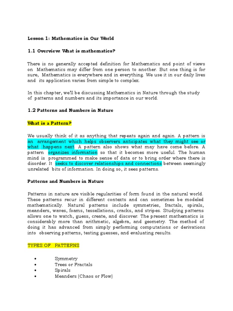 Math Reviewer Lesson 1 3 | PDF | Pattern | Argument