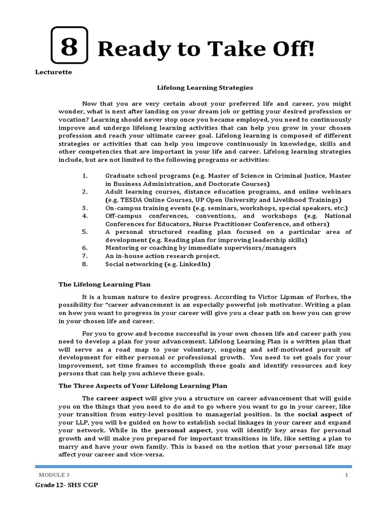 8 - Grade 12 - Ready To Take Off! | PDF | Learning | Lifelong Learning