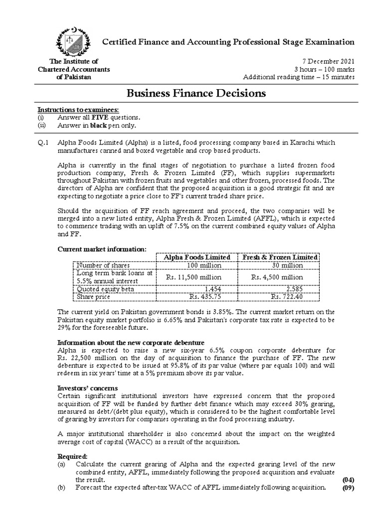 CFAP-4-BFD-Winter-2021 | PDF | Swap (Finance) | Depreciation