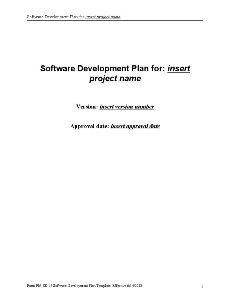 FM Se 15 Software Development Plan Template | PDF | Software ...
