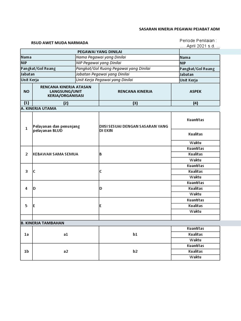 Format Sasaran SKP 2024 | PDF