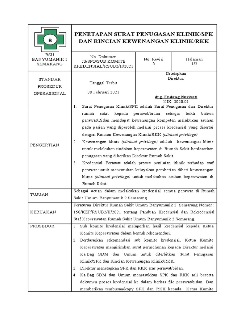 03-Spo Penetapan SPK Dan RKK (8 Feb 2021 | PDF