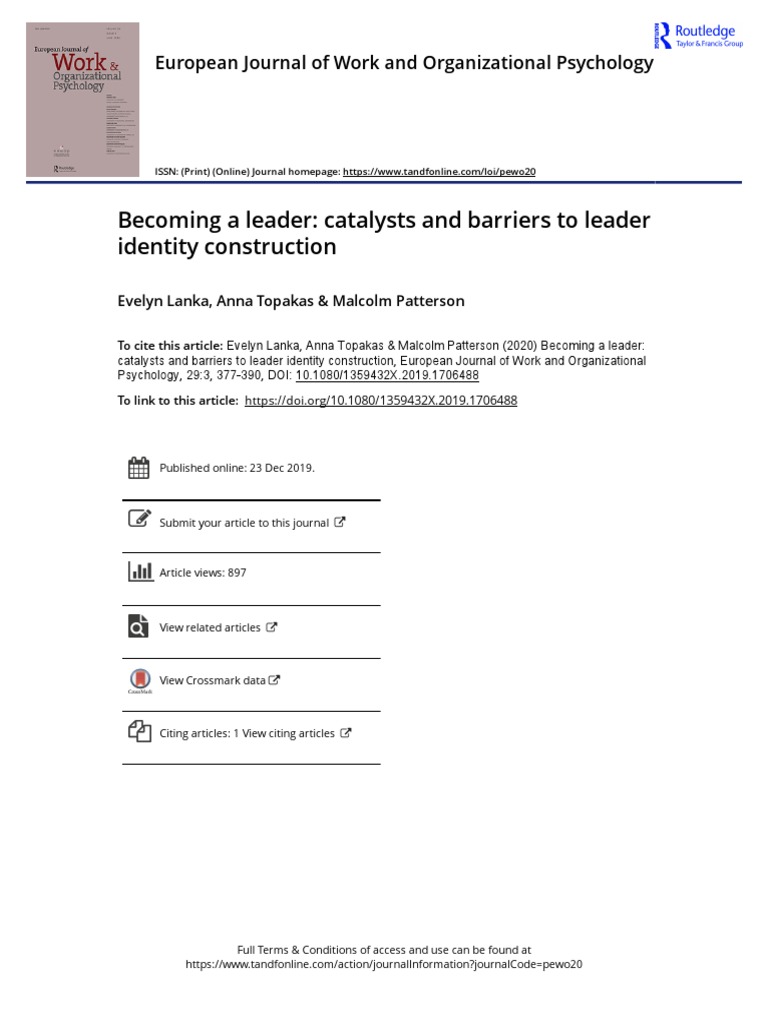 Becoming A Leader Catalysts and Barriers To Leader Identity ...