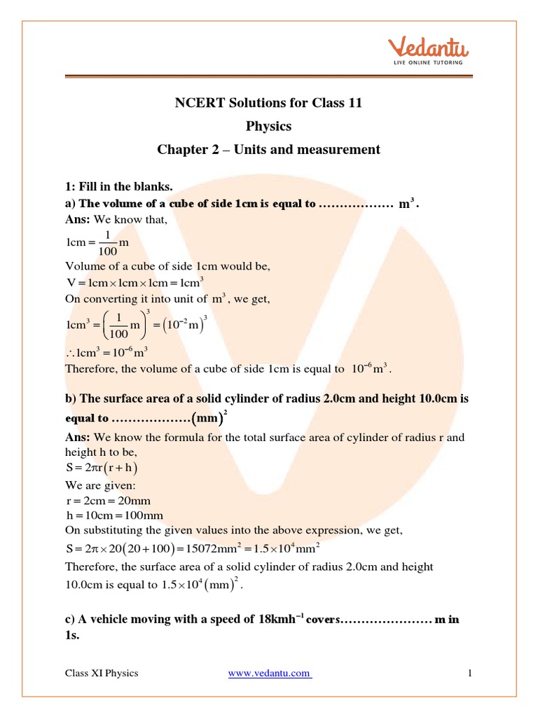 Class 11 - Physics - Units and Measurement | PDF | Significant Figures ...