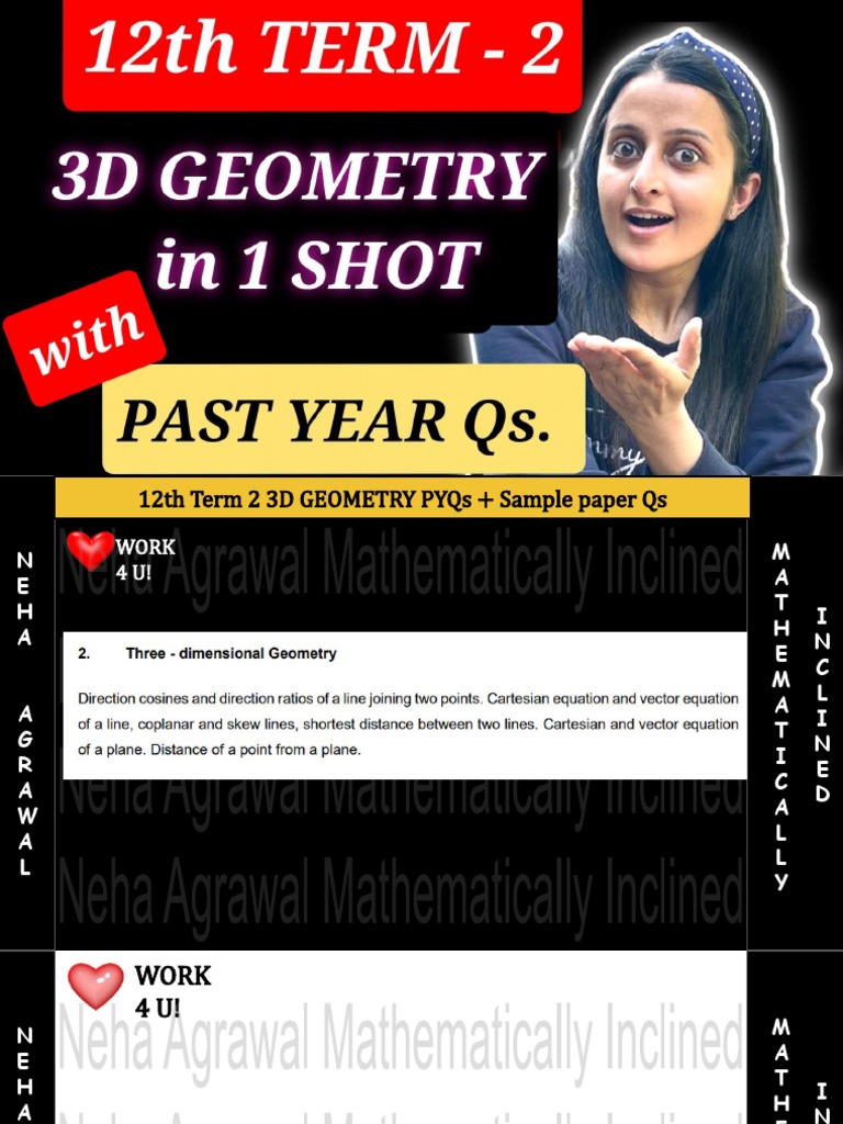 CBSE Class 12th - 3D GEOMETRY TERM - II | PDF | Line (Geometry) | Plane ...