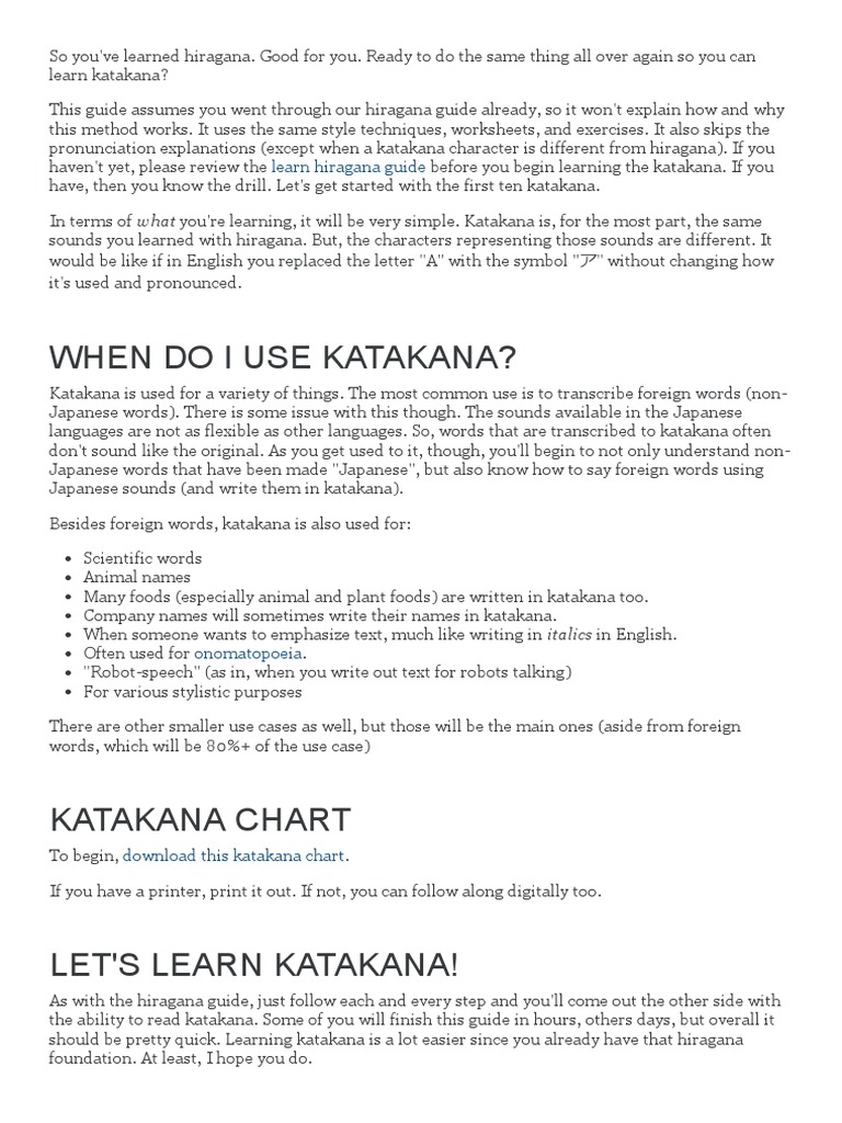 Learn Katakana - The Ultimate Guide | PDF | Japanese Language | Languages