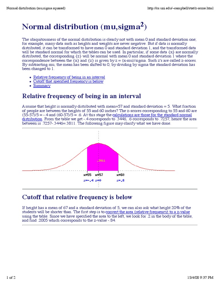 Normal Distribution (Mu, Sigma Squared) | PDF