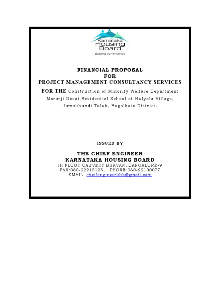 Financial Proposal FOR Project Management Consultancy Services For The ...