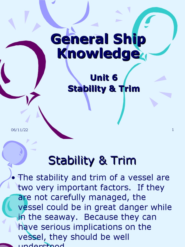 Unit 6 Stability and Trim Edited PPT | PDF | Watercraft | Shipbuilding