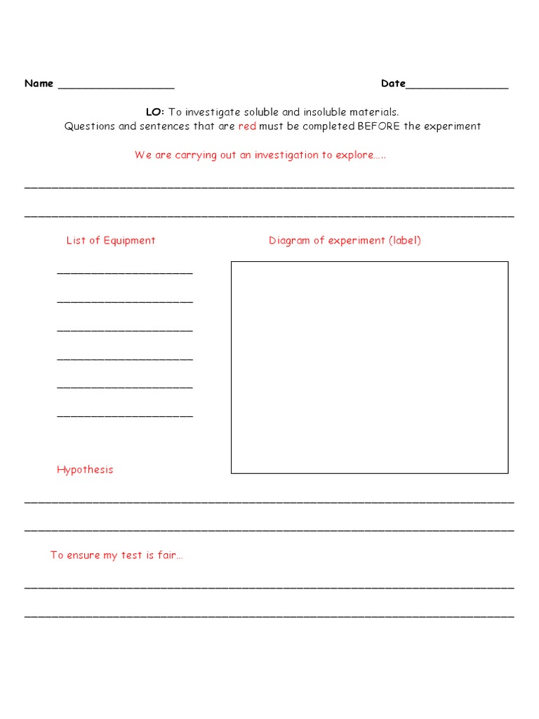Soluble and Insoluble Worksheet | PDF | Solubility | Chemical Substances