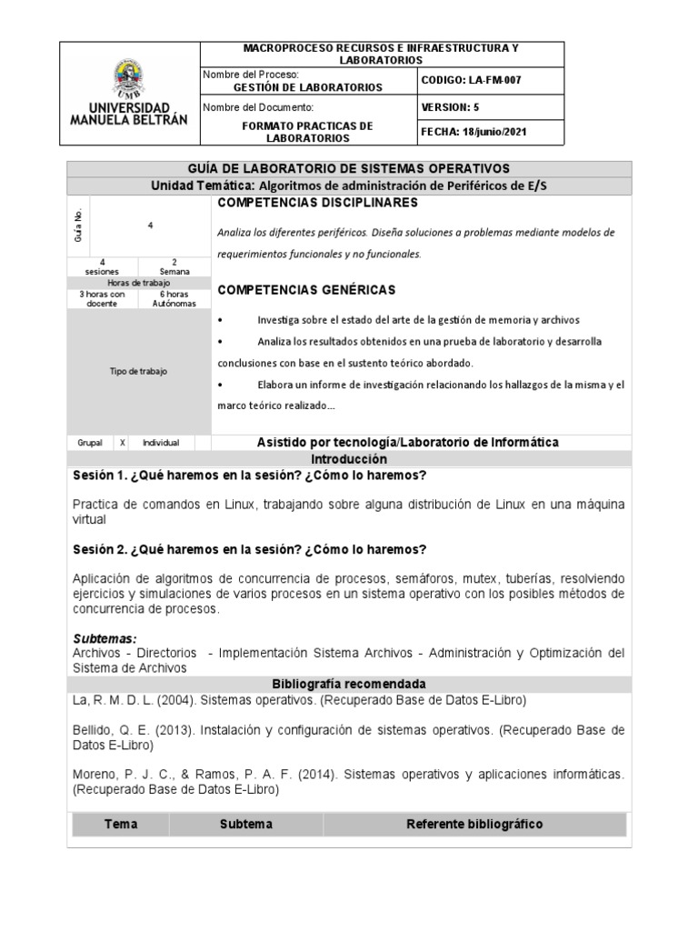 S.O. - 04 - La-Fm-007 Formato Practicas de Laboratorios | PDF | Archivo de computadora | Sistema ...
