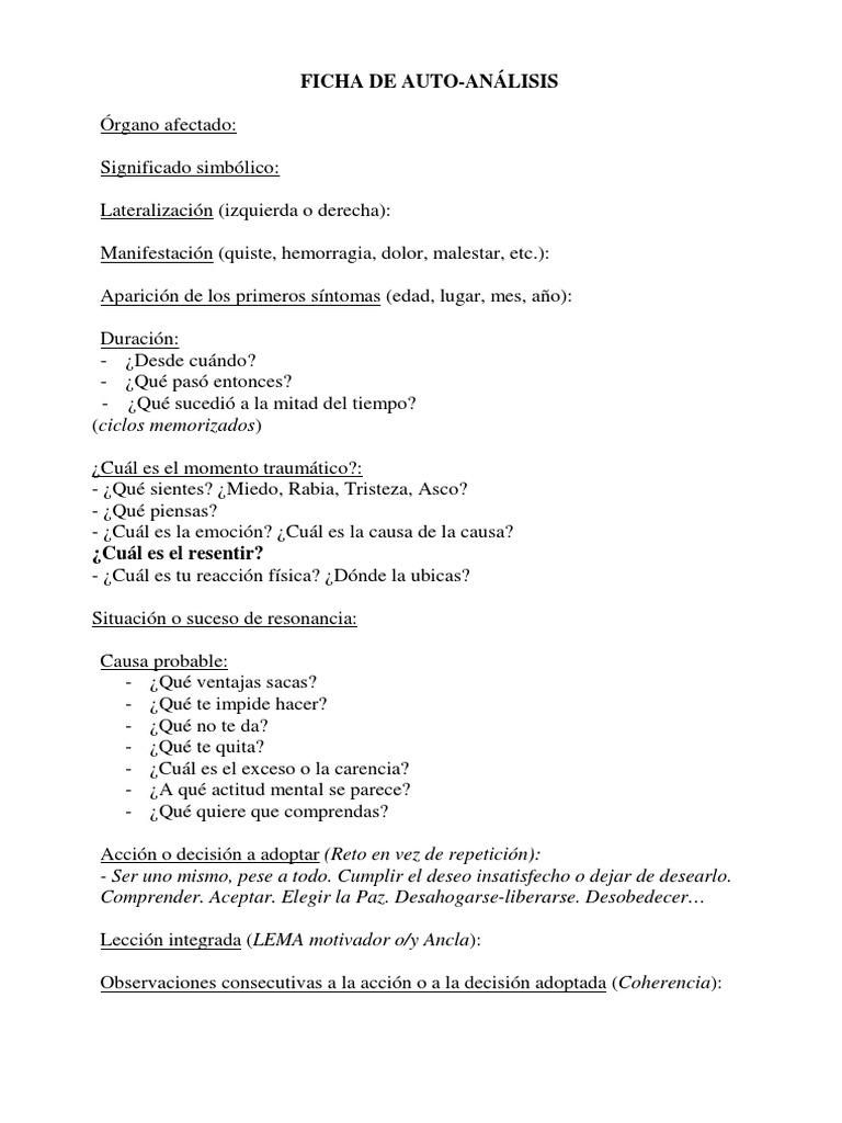Ficha de Autoanálisis | PDF | Sicología | Conceptos psicologicos