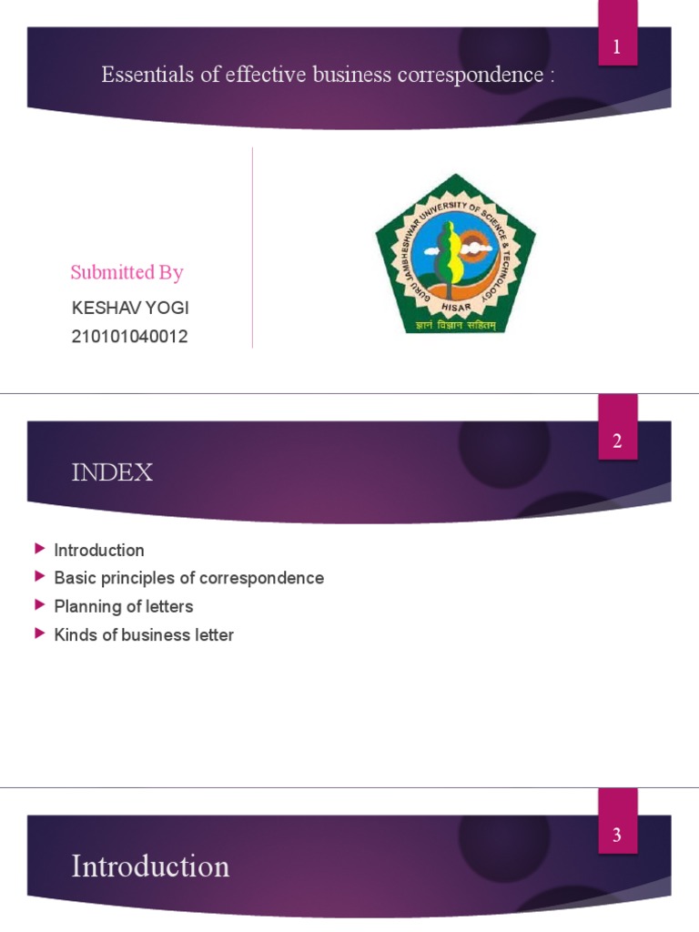 Essentials of Effective Business Correspondence:: Submitted by | PDF ...
