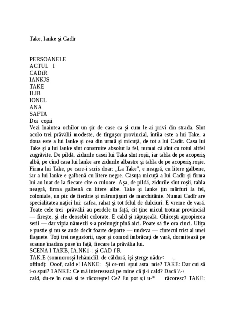 Take, Ianke Si Cadar - Victor Ion Popa | PDF