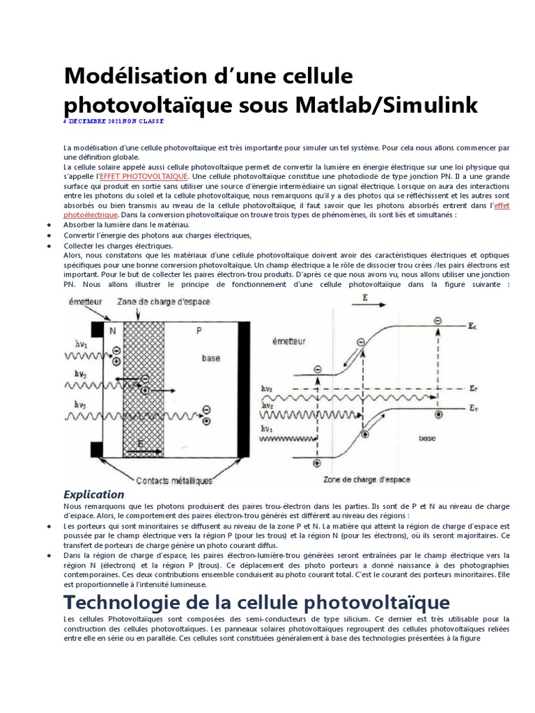 Modélisation D'un Panneau Solaire | Download Free PDF | Cellule ...