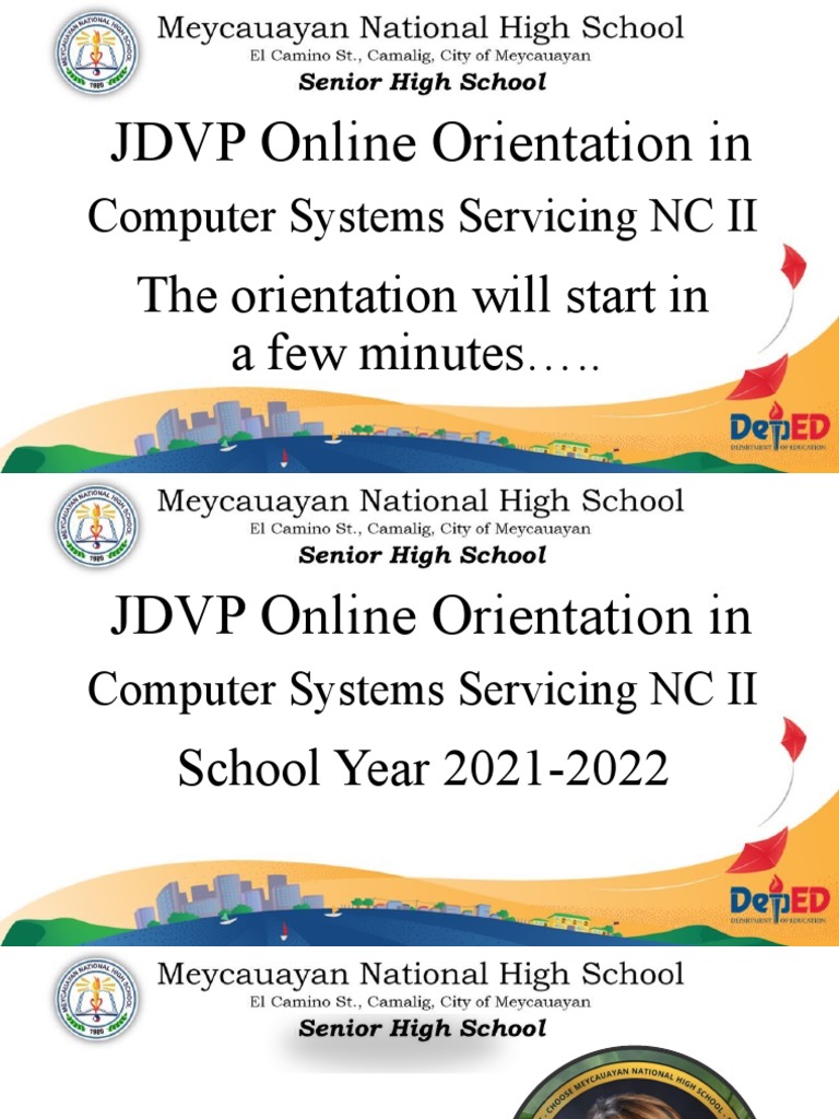 JDVP Online Orientation In: Computer Systems Servicing NC II | PDF ...