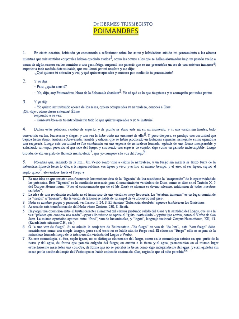De Hermes Trismegisto EL Poimandres | PDF | Incendios | Amor