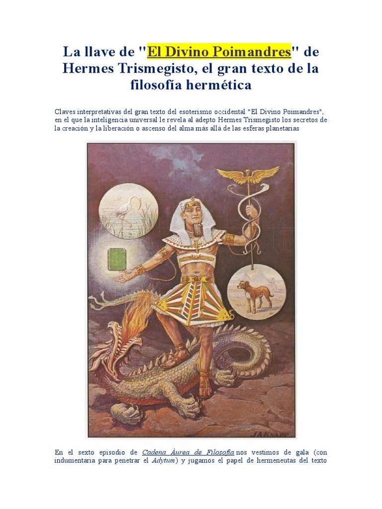 La Llave Del Divino Poimandres | PDF | Hermetismo | Creencia religiosa ...