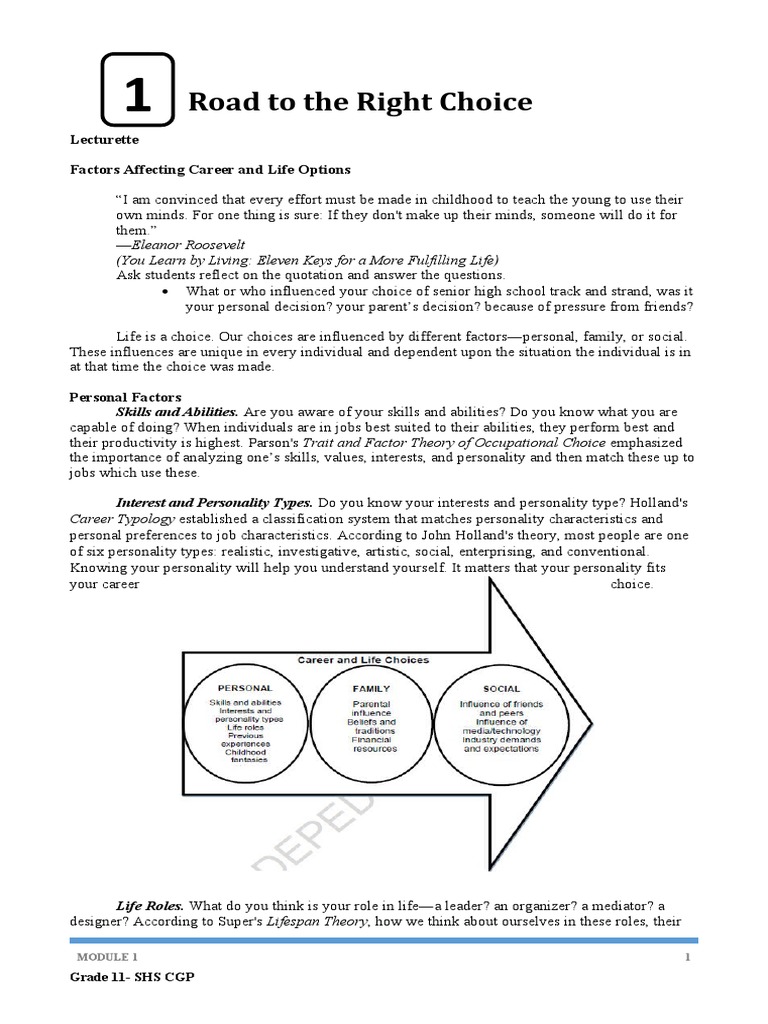 Road To The Right Choice | PDF | Vocational Education | Curriculum