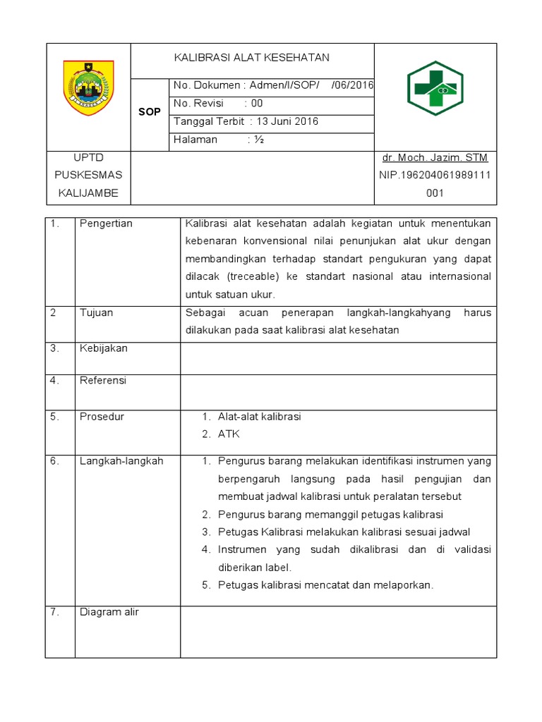 Sop Kalibrasi Alat | PDF