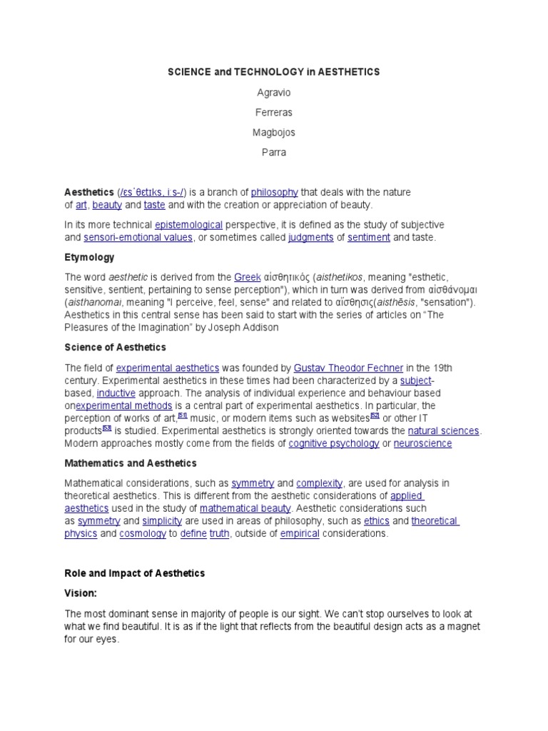 Science and Technology in Aesthetics | PDF | Aesthetics | Usability