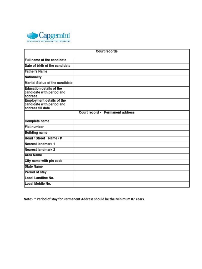Court Record Form | PDF