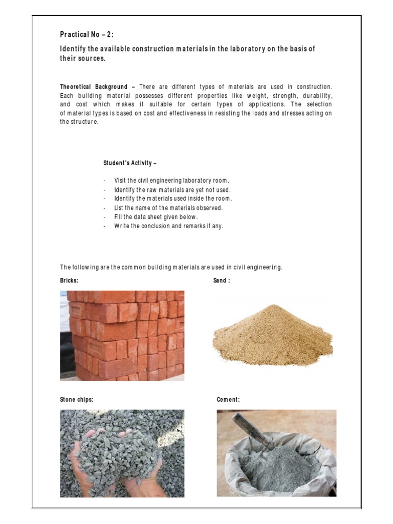 Identify Construction Materials in Lab | PDF | Art | Technology ...