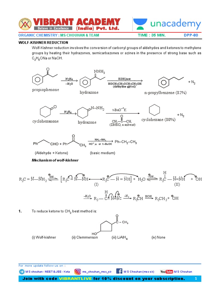 O N-NH: Wolf-Kishner Reduction | PDF | Ketone | Functional Group