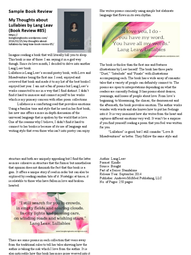 Sample Book Review | PDF | Poetry | Love